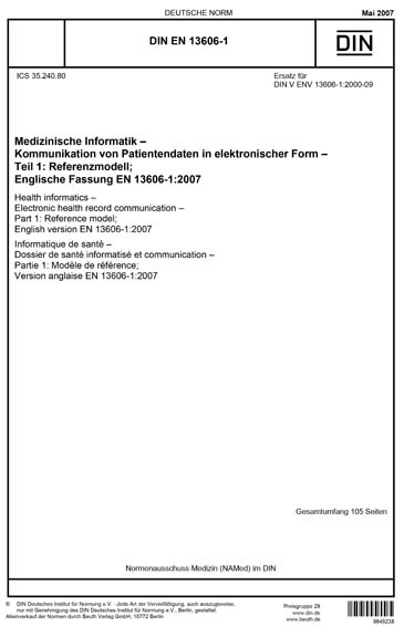 DIN EN 13606-1:2007 - Health informatics - Electronic health record ...