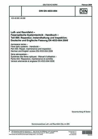 DIN EN 4533-004:2008 - Aerospace series - Fibre optic systems ...
