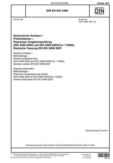 DIN EN ISO 5495:2007 DE - Sensorische Analyse - Prüfverfahren ...