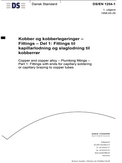 DS/EN 1254-1:1998 - Copper and copper alloy - Plumbing fittings - Part ...
