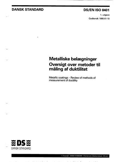 DS/EN ISO 8401:1995 - Metallic coatings - Review of methods of ...