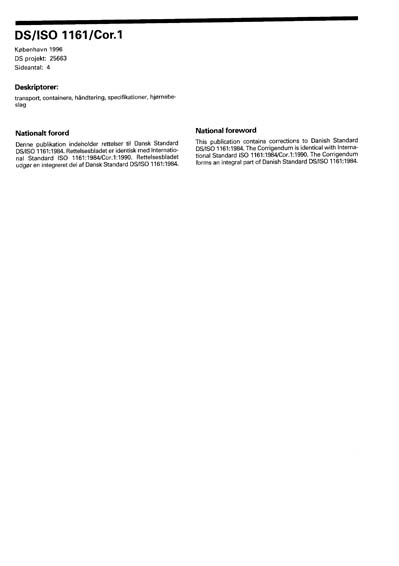 DS/ISO 1161/Cor.1:1996 - Series 1 freight containers - Corner fittings ...