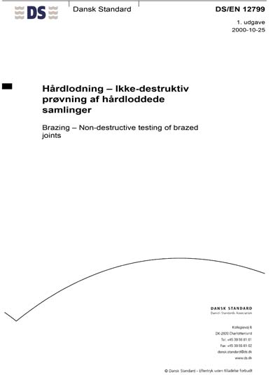 DS/EN 12799:2000 - Brazing - Non-destructive testing of brazed joints