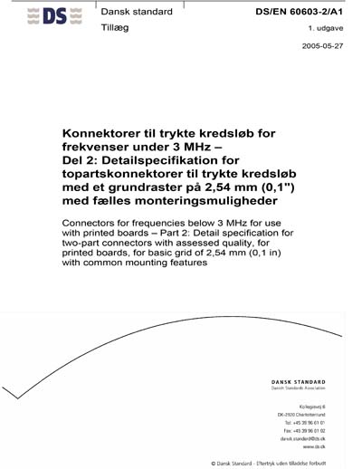 DS/EN 60603-2/A1:2005 - Connectors for frequencies below 3 MHz for use ...