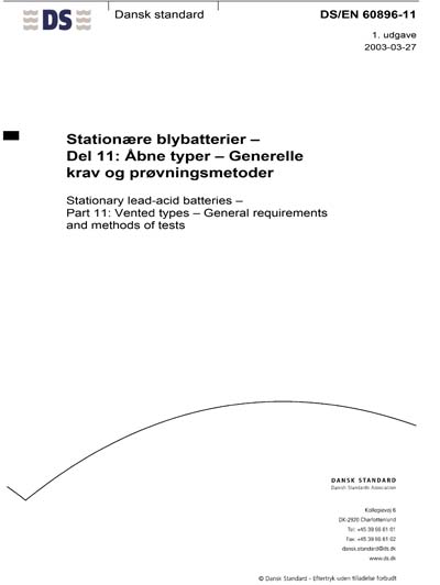 DS/EN 60896-11:2003 - Stationary lead-acid batteries - Part 11: Vented ...