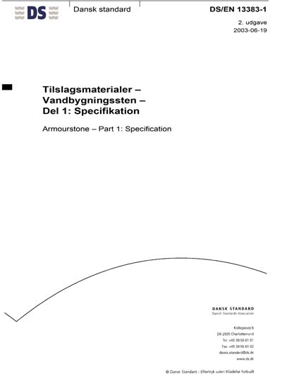 DS/EN 13383-1:2003 - Armourstone - Part 1: Specification