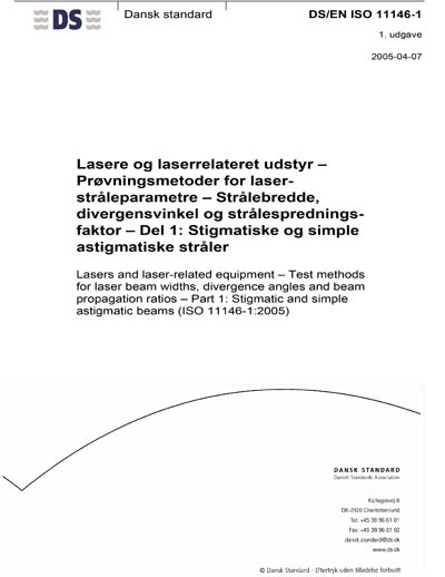 DS/EN ISO 11146-1:2005 - Lasers and laser-related equipment - Test ...