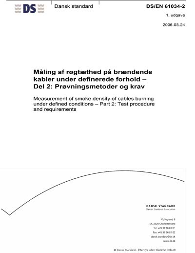 DS/EN 61034-2:2006 - Measurement of smoke density of cables burning ...