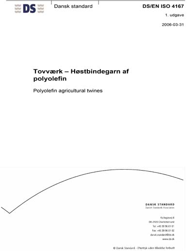 DS/EN ISO 4167:2006 - Polyolefin agricultural twines