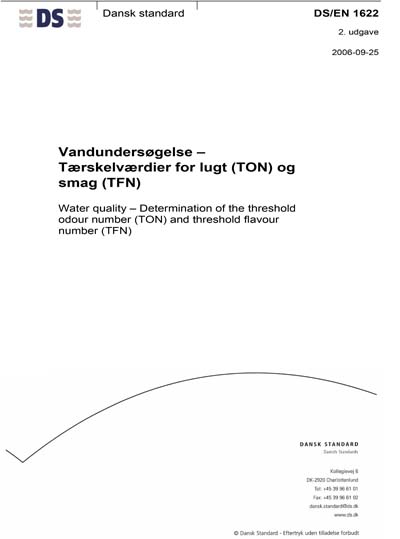 DS/EN 1622:2006 - Water quality - Determination of the threshold odour ...