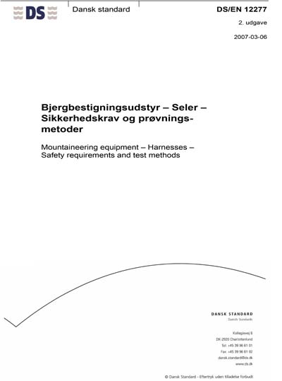 DS/EN 12277:2007 - Mountaineering equipment - Harnesses - Safety ...