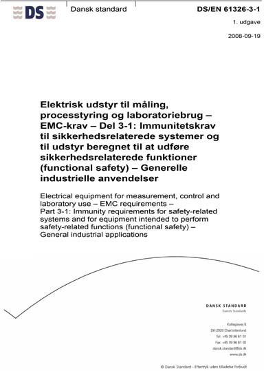 DS/EN 61326-3-1:2008 - Electrical equipment for measurement, control ...