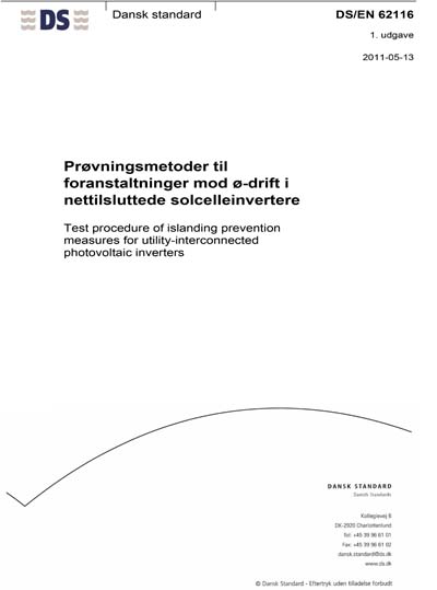 DS/EN 62116:2011 - Test procedure of islanding prevention measures for ...