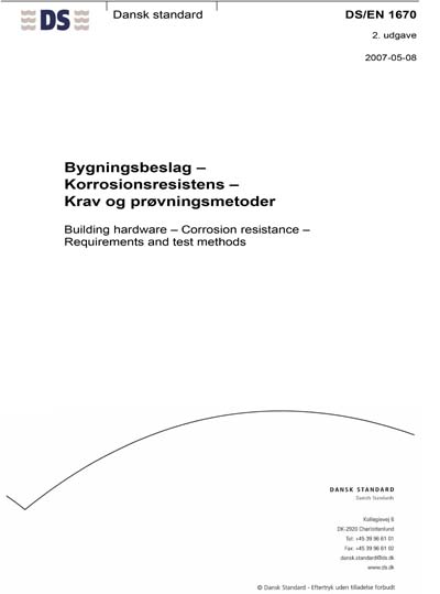DS/EN 1670:2007 - Building hardware - Corrosion resistance ...