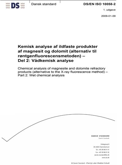 DS/EN ISO 10058-2:2009 - Chemical analysis of magnesite and dolomite ...