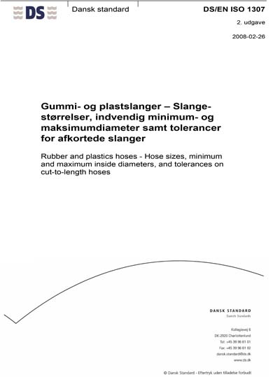 DS/EN ISO 1307:2008 - Rubber and plastics hoses - Hose sizes, minimum ...