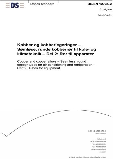 DS/EN 12735-2:2010 - Copper and copper alloys - Seamless, round copper ...