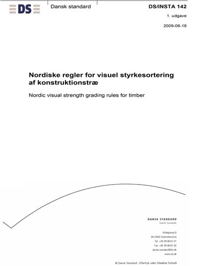 DS/INSTA 142:2009 - Nordic visual strength grading rules for timber