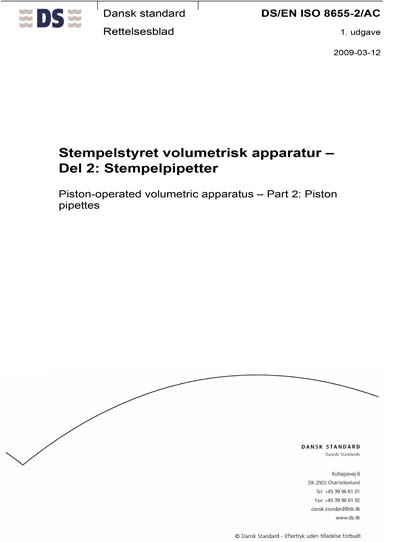 DS/EN ISO 8655-2/AC:2009 - Piston-operated volumetric apparatus - Part ...