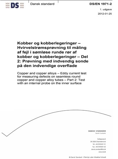 DS/EN 1971-2:2012 - Copper and copper alloys - Eddy current test for ...