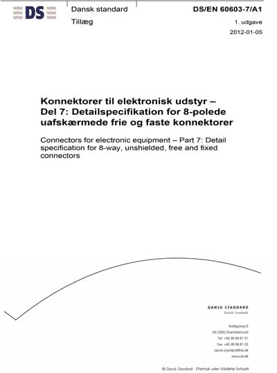 DS/EN 60603-7/A1:2012 - Connectors for electronic equipment - Part 7 ...