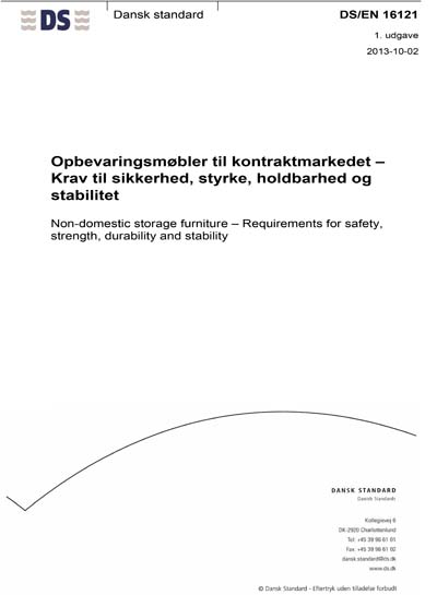 DS/EN 16121:2013 - Non-domestic storage furniture - Requirements for ...