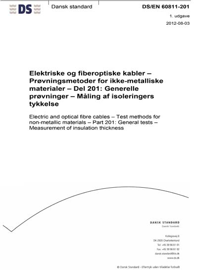 DS/EN 60811-201:2012 - Electric and optical fibre cables - Test methods ...