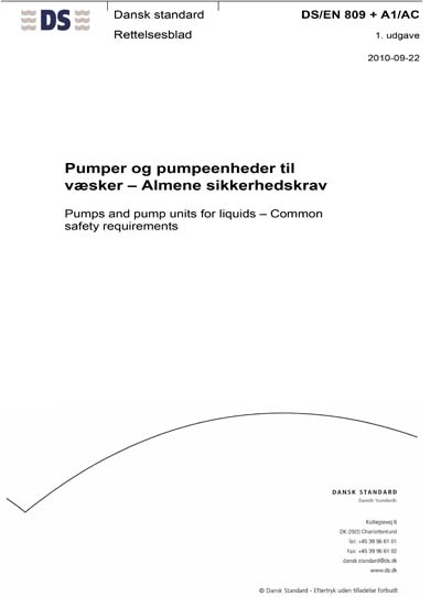 DS/EN 809 + A1/AC:2010 - Pumps and pump units for liquids - Common ...