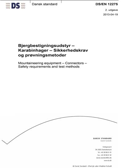 DS/EN 12275:2013 - Mountaineering equipment - Connectors - Safety ...