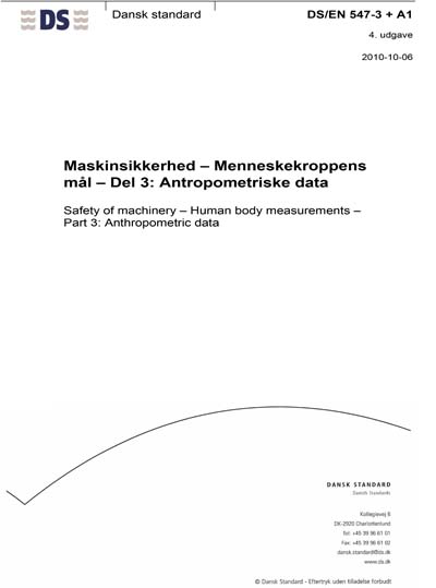 DS/EN 547-3 + A1:2010 - Safety of machinery - Human body measurements ...