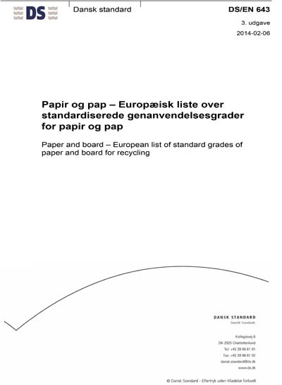 DS/EN 643:2014 - Paper and board - European list of standard grades of ...