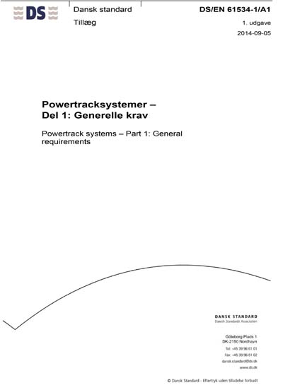 DS/EN 61534-1/A1:2014 - Powertrack systems - Part 1: General requirements