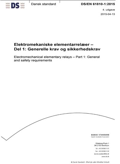 DS/EN 61810-1:2015 - Electromechanical elementary relays - Part 1 ...