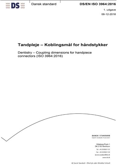 DS/EN ISO 3964:2016 - Dentistry - Coupling dimensions for handpiece ...