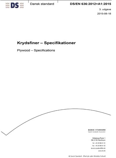 DS/EN 636:2012+A1:2015 - Plywood - Specifications