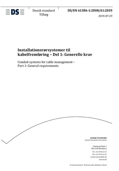 DS/EN 61386-1:2008/A1:2019 - Conduit systems for cable management ...