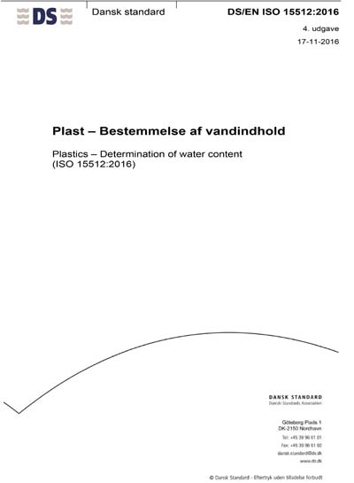 DS/EN ISO 15512:2016 - Plastics - Determination of water content (ISO ...