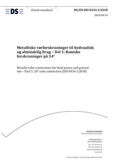 DS/EN ISO 8434-1:2018 - Metallic tube connections for fluid power and ...