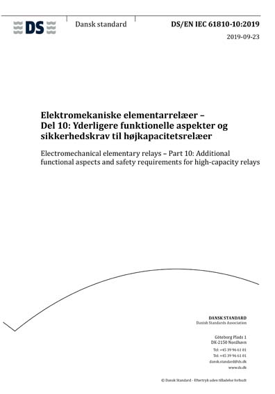 DS/EN IEC 61810-10:2019 - Electromechanical elementary relays - Part 10 ...