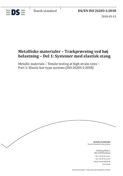DS/EN ISO 26203-1:2018 - Metallic materials - Tensile testing at high ...