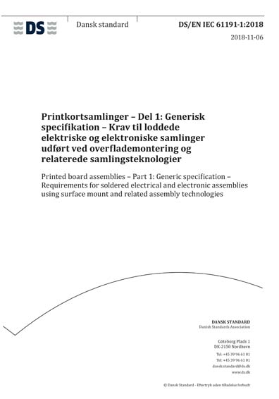 DS/EN IEC 61191-1:2018 - Printed board assemblies - Part 1: Generic ...