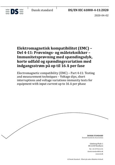 DS/EN IEC 61000-4-11:2020 - Electromagnetic compatibility (EMC) - Part ...