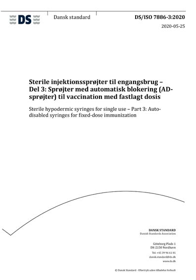 DS/ISO 7886-3:2020 - Sterile hypodermic syringes for single use - Part ...