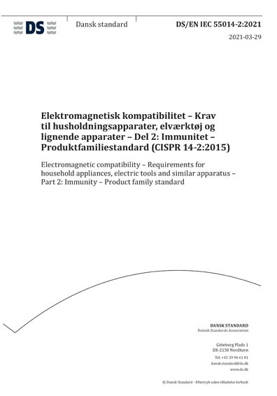 DS/EN IEC 55014-2:2021 - Electromagnetic compatibility - Requirements ...