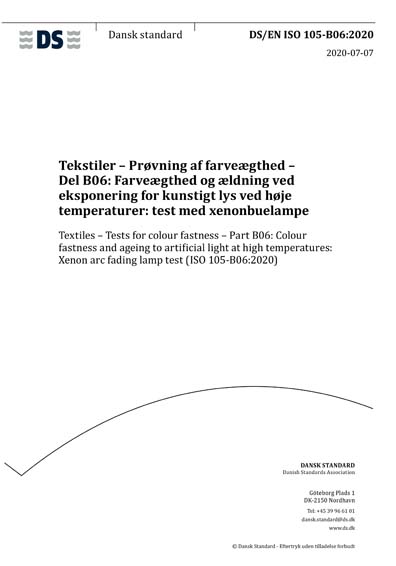 DS/EN ISO 105-B06:2020 - Textiles - Tests for colour fastness - Part ...