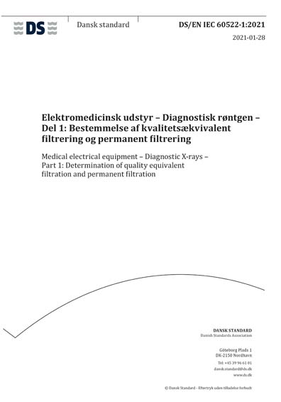 DS/EN IEC 60522-1:2021 - Medical electrical equipment - Diagnostic X ...
