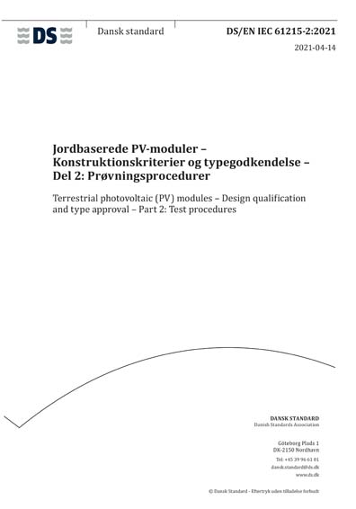 DS/EN IEC 61215-2:2021 - Terrestrial photovoltaic (PV) modules - Design ...