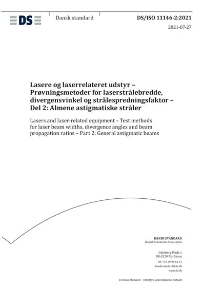 DS/ISO 11146-2:2021 - Lasers and laser-related equipment - Test methods ...