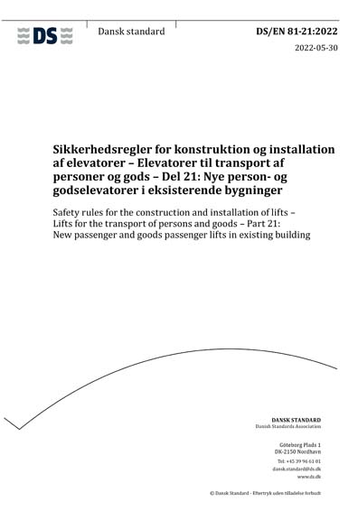 DS/EN 81-21:2022 - Safety rules for the construction and installation ...