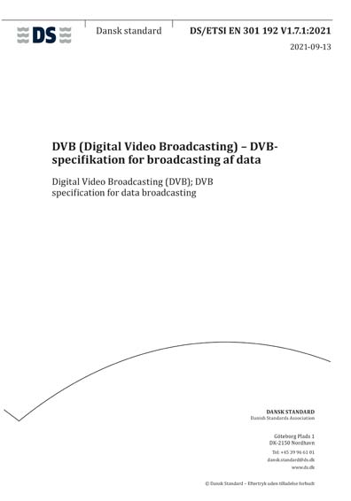 DS/ETSI EN 301 192 V1.7.1:2021 - Digital Video Broadcasting (DVB); DVB ...